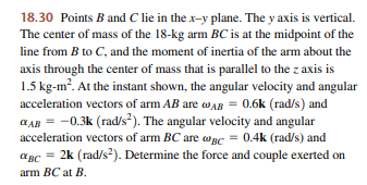 Solved 18.30 Points B and C lie in the x−y plane. The y axis | Chegg.com