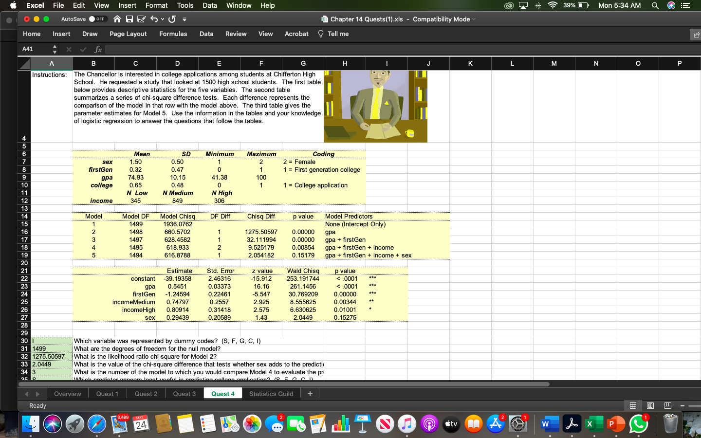 Solved Excel File Edit View Insert Format Tools Data Window | Chegg.com