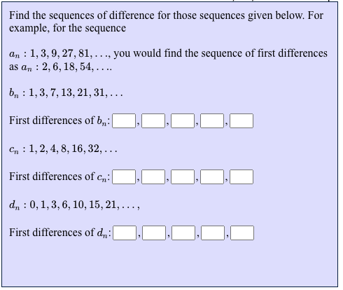 Solved Find the sequences of difference for those sequences | Chegg.com