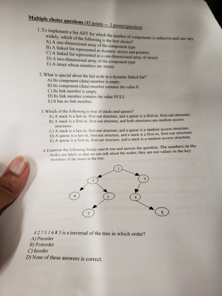 Solved Multiple choice questions (45 points . 3 | Chegg.com