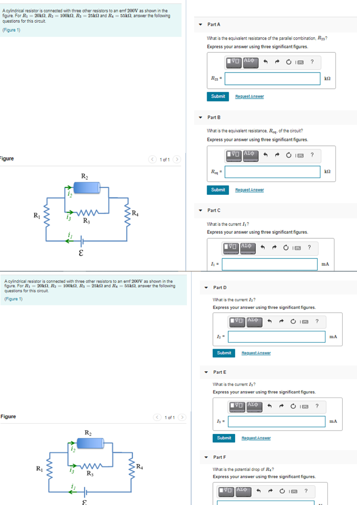 Solved A cylindrical resistor is connected with three other | Chegg.com