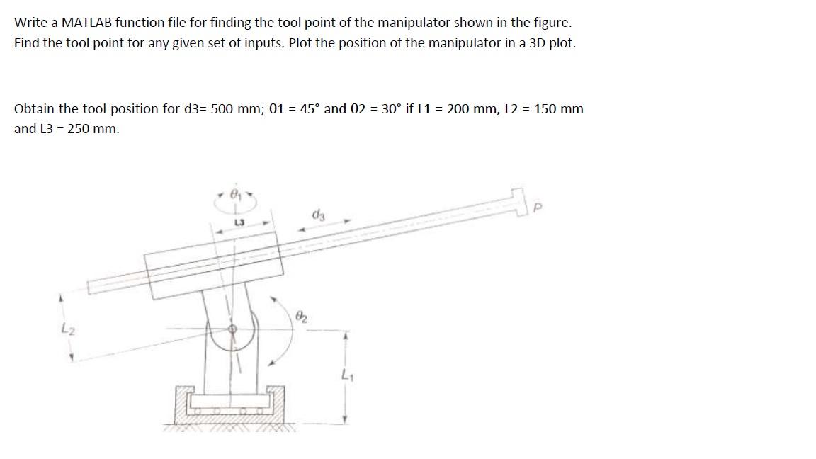Solved Write A Matlab Function File For Finding The Tool