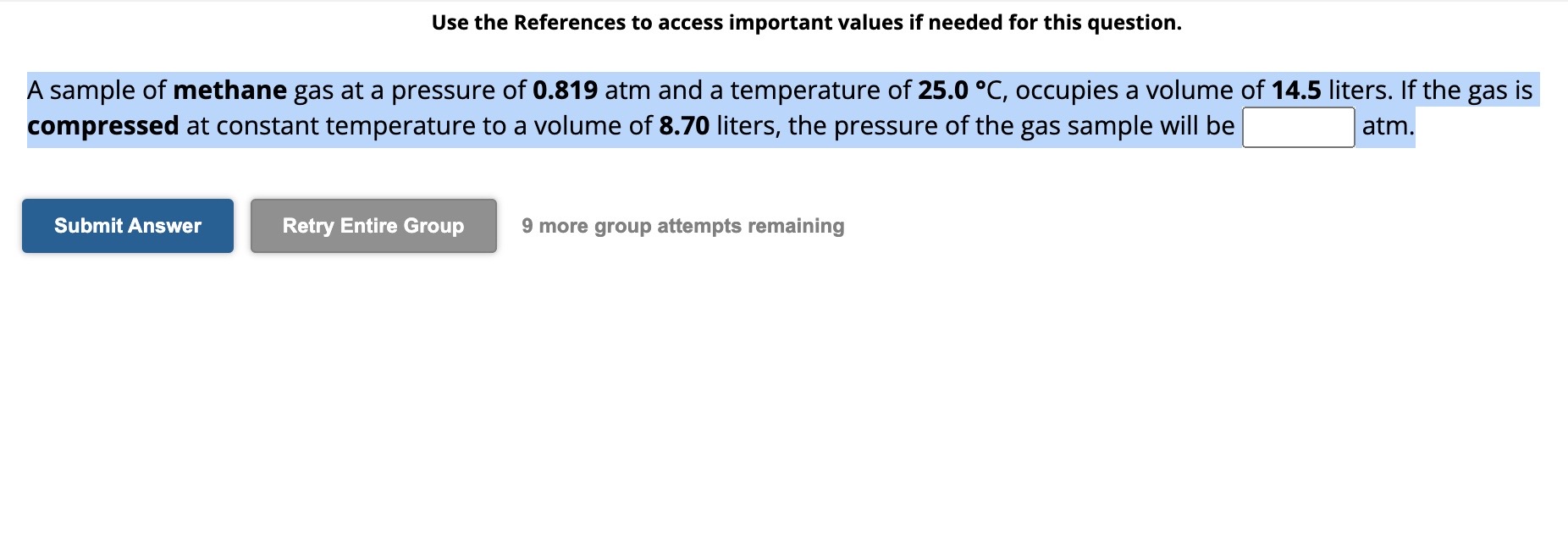 Solved A sample of methane gas at a pressure of 0.819 atm | Chegg.com