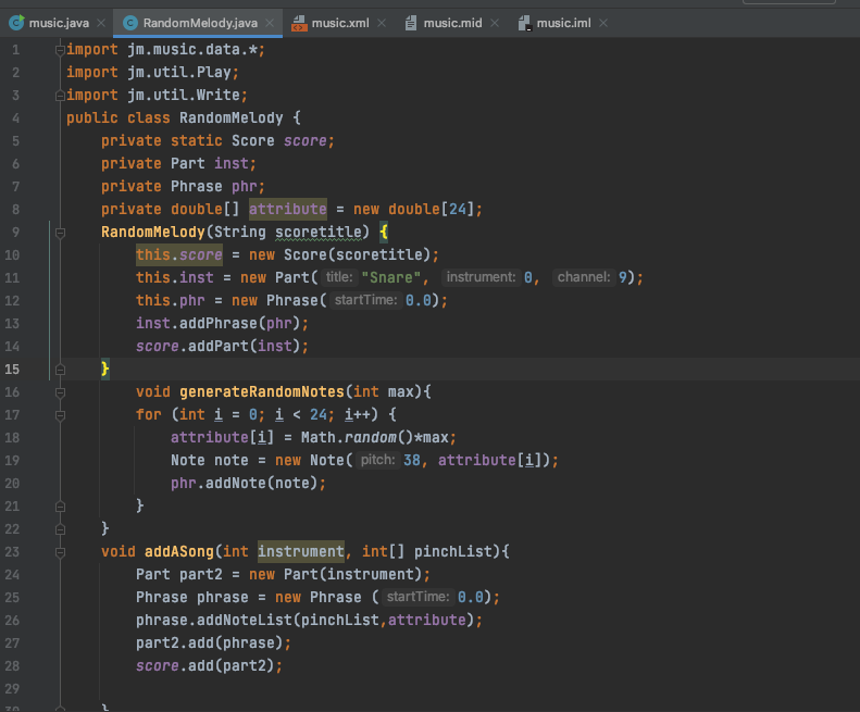 music.java Random Melody.java music.xmlx | Chegg.com