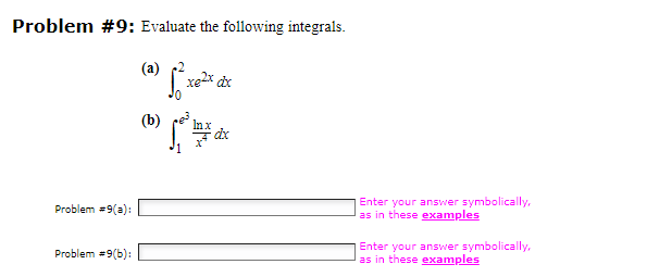 Solved Problem # 9: Evaluate the following | Chegg.com