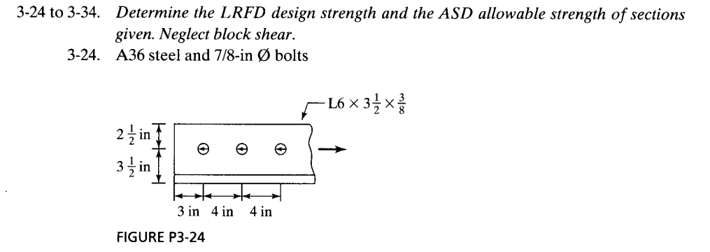 Solved 3-24 to 3-34. Determine the LRFD design strength and | Chegg.com