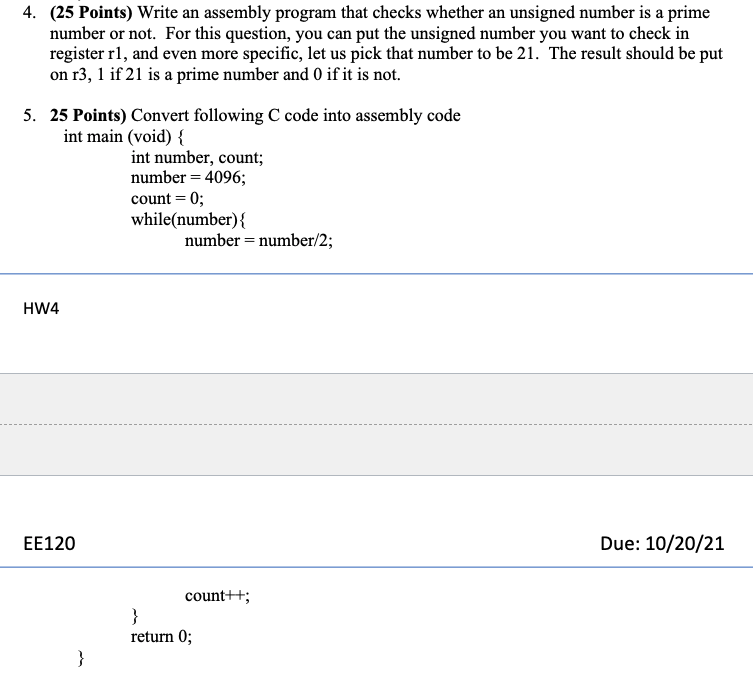 Solved 4. (25 Points) Write an assembly program that checks | Chegg.com