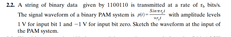 Solved 2.2. A string of binary data given by 1100110 is | Chegg.com