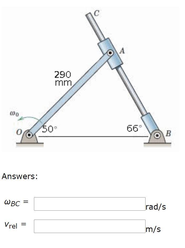Solved Bar OA has a counterclockwise angular velocity ω0 = | Chegg.com