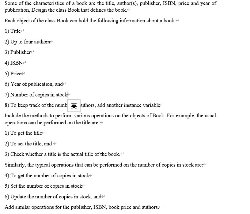 Some of the characteristics of a book are the title, | Chegg.com