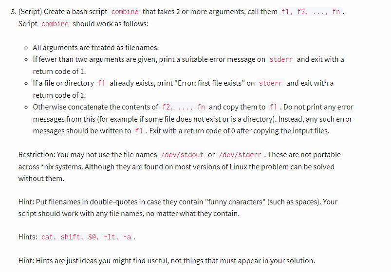 Solved Fn 3 Script Create A Bash Script Combine That