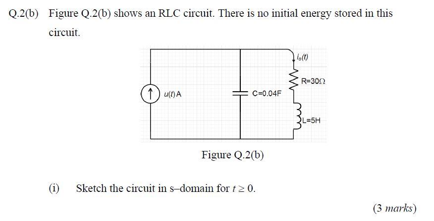 Solved Q.2(b) Figure Q.2(b) shows an RLC circuit. There is | Chegg.com