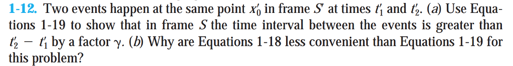 Solved 1-12. Two events happen at the same point x in frame | Chegg.com