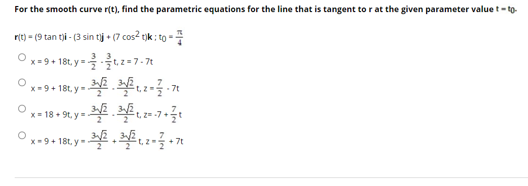 Solved For the smooth curve r(t), find the parametric | Chegg.com