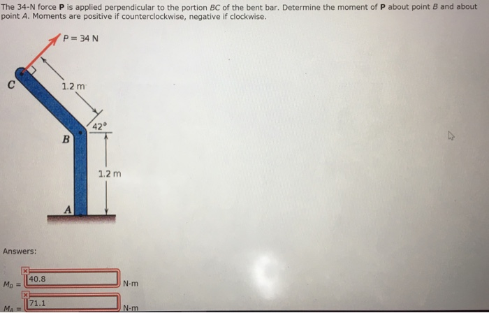 Solved The 34-N force P is applied perpendicular to the | Chegg.com