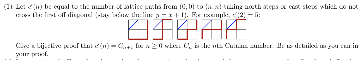 Solved (1) ﻿Let c'(n) ﻿be equal to the number of lattice | Chegg.com