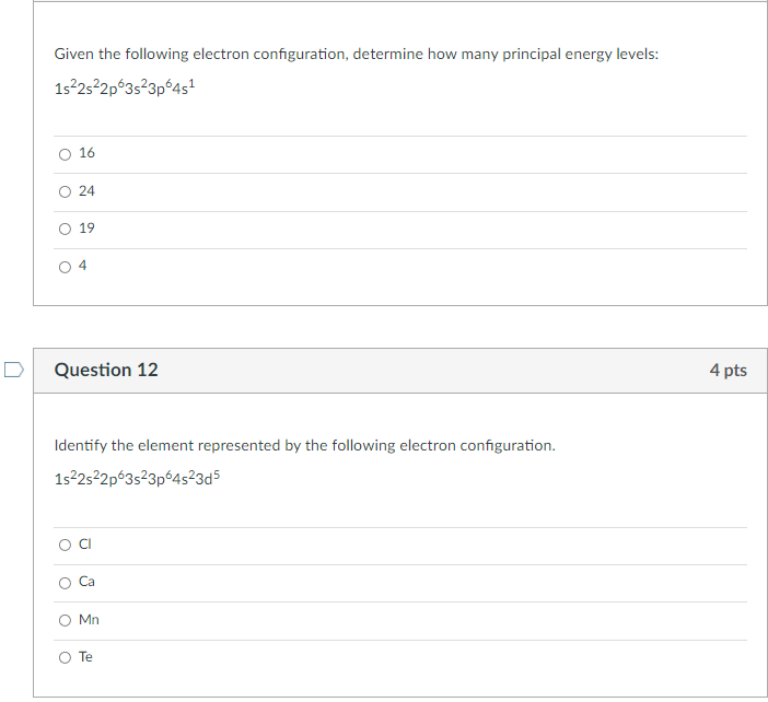 Solved Given the following electron configuration, determine | Chegg.com