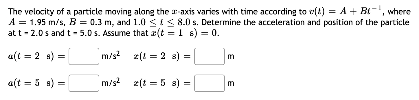 [Solved]: The velocity of a particle moving along the ( x