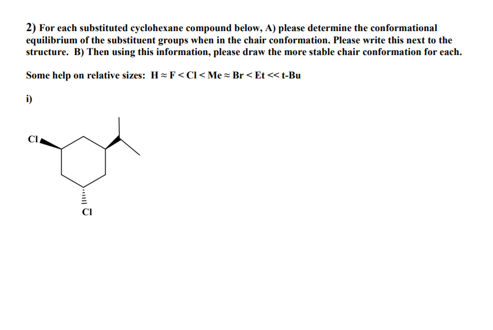 Solved 2) For each substituted cyclohexane compound below, | Chegg.com