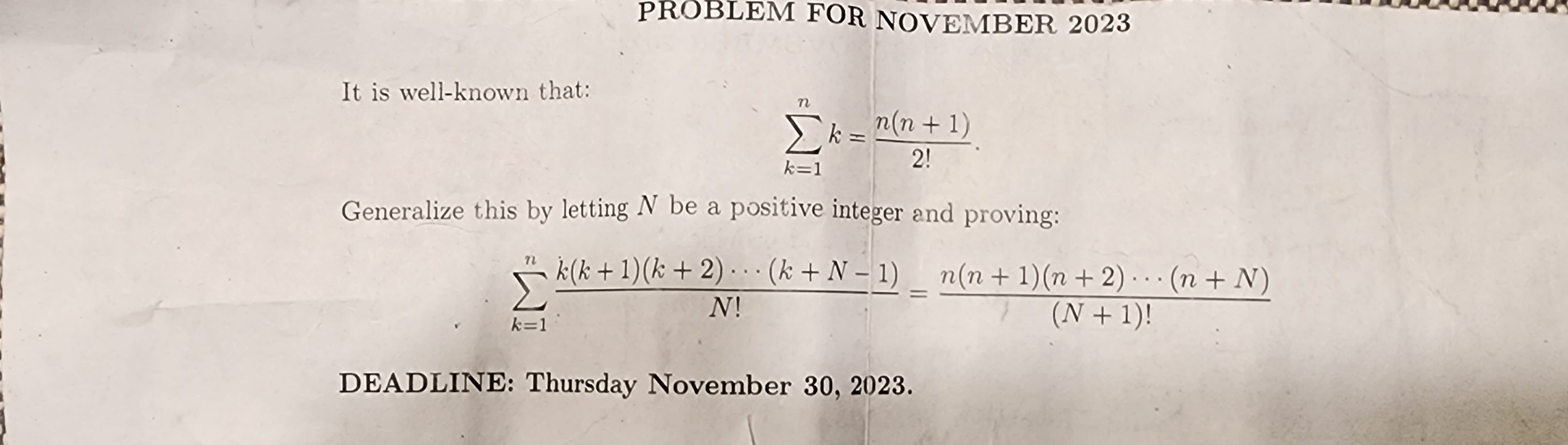 Solved PROBLEM FOR NOVEMBER 2023 It is well-known that: | Chegg.com