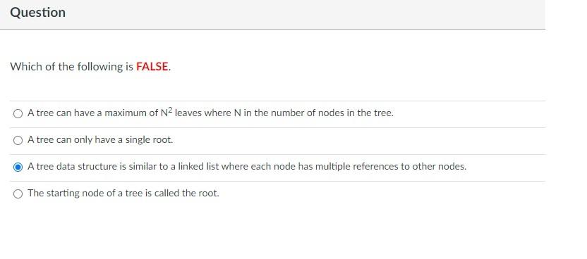 Solved Question Which of the following is FALSE. A tree can | Chegg.com