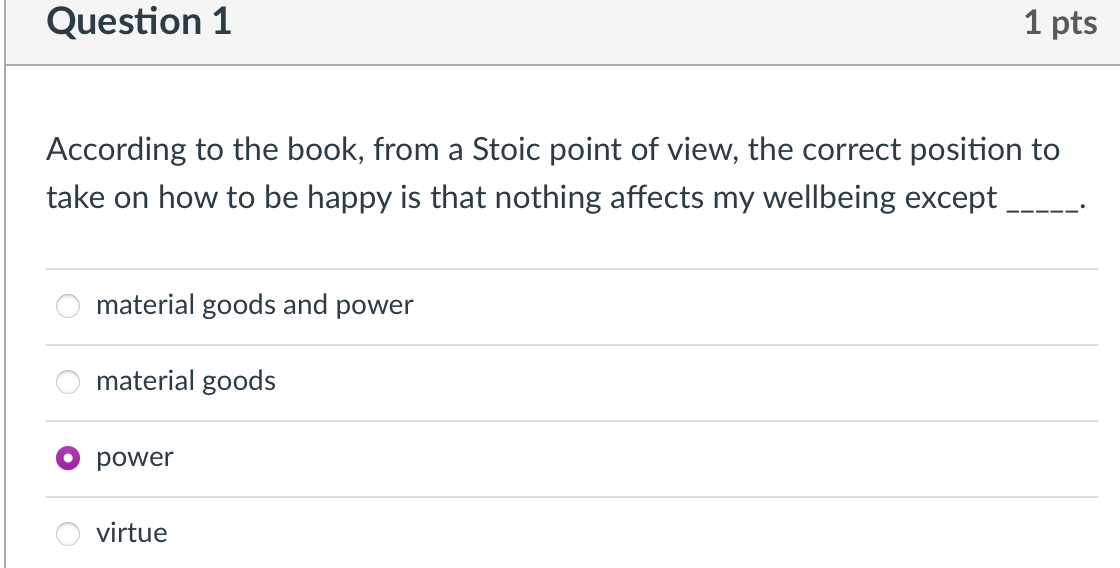 Solved According to the book, from a Stoic point of view, | Chegg.com