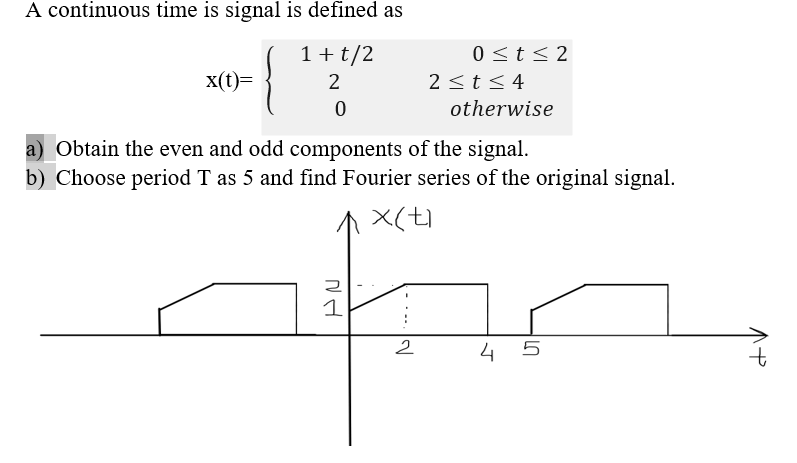 A continuous time is signal is defined as | Chegg.com