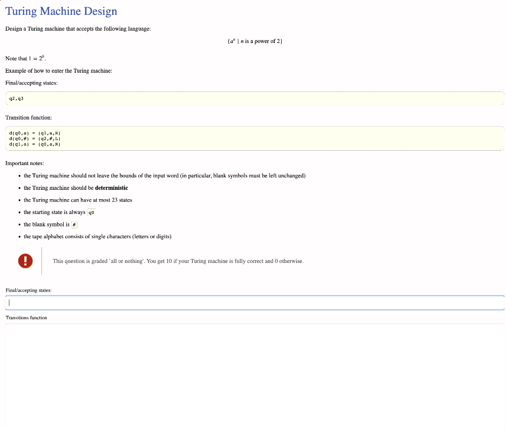 Solved Design A Turing Machine That Accepts The Following 0630