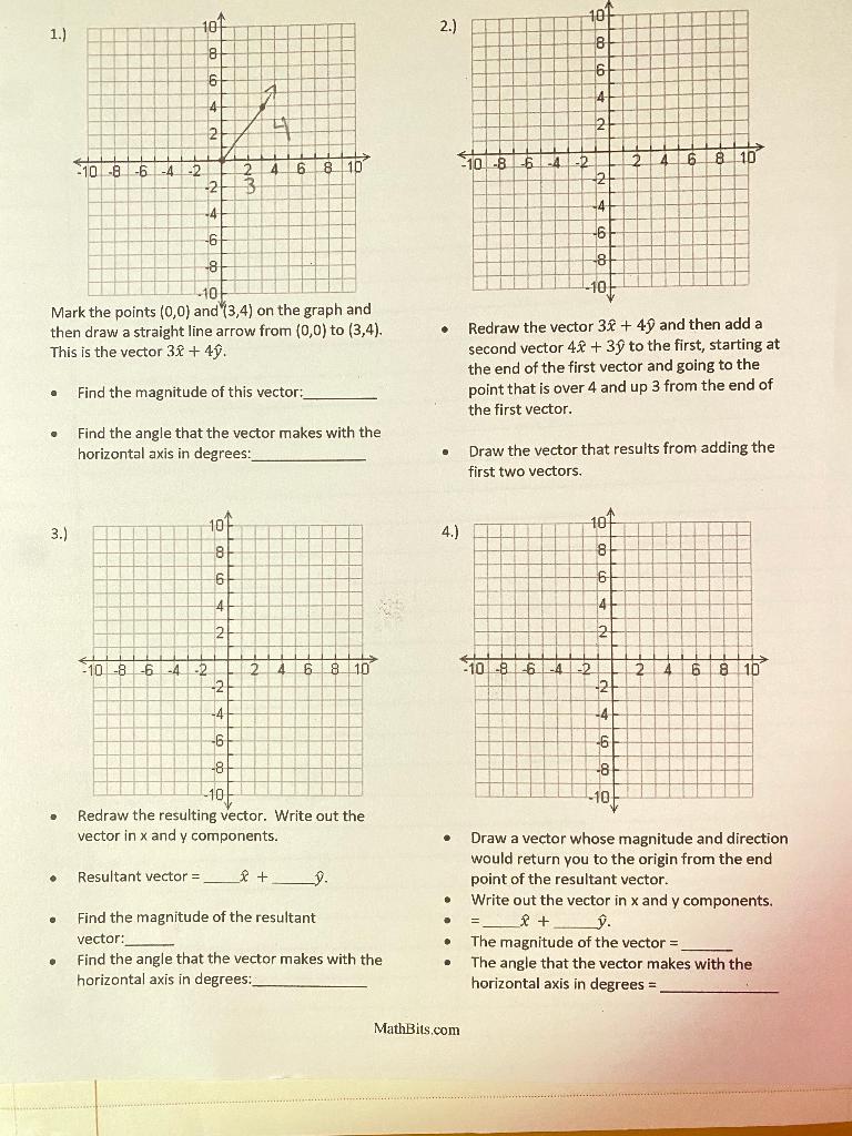 Solved 1. 2 Mark the points (0,0) and (3,4) on the graph and | Chegg.com
