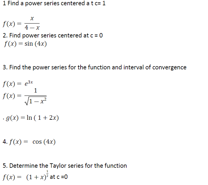 Solved 1 Find a power series centered a t c=1 f(x)=4−xx 2. | Chegg.com