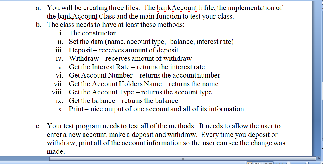 Solved Define the class bankAccount to implement the basic | Chegg.com