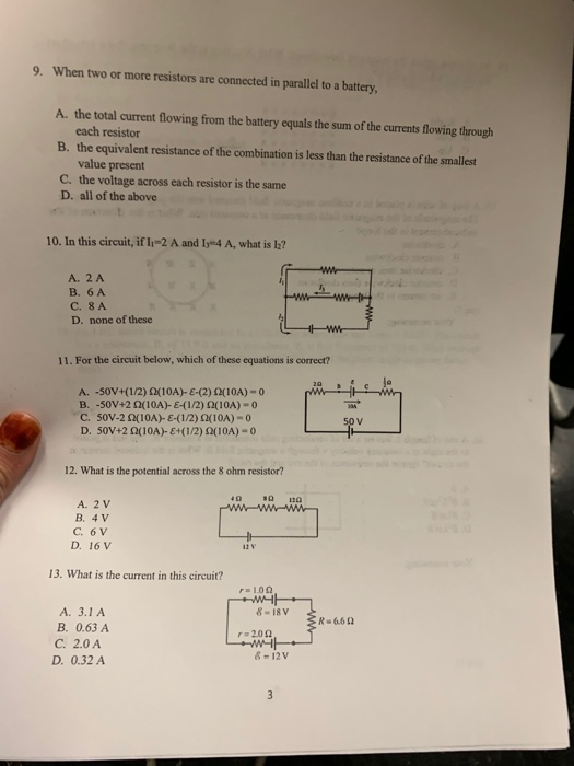 Solved 9. When two or more resistors are connected in | Chegg.com