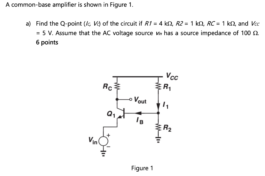 Solved A common-base amplifier is shown in Figure 1. a) Find | Chegg.com