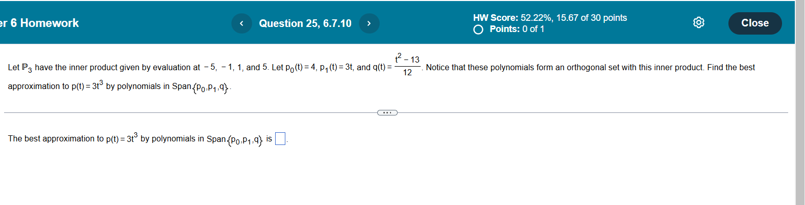 Solved Let P3 ﻿have the inner product given by ﻿evaluation | Chegg.com