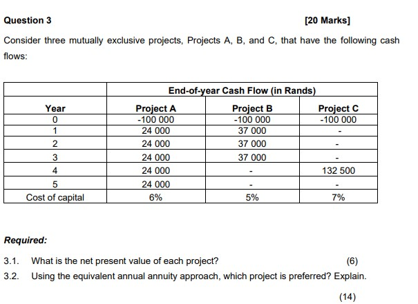 Solved Question 3 [20 Marks] Consider three mutually | Chegg.com