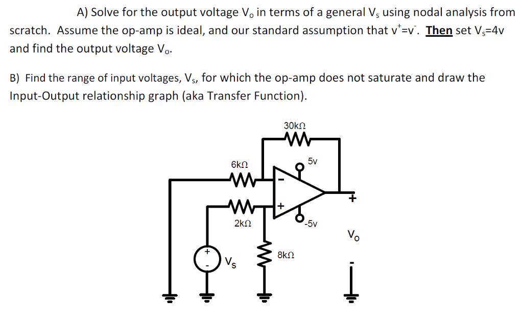 Solved A) Solve for the output voltage Vo in terms of a | Chegg.com