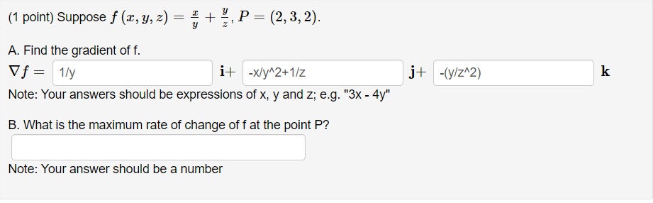 Solved Suppose f(x,y,z)=xy+yzf(x,y,z)=xy+yz, | Chegg.com