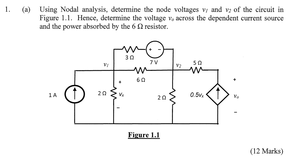 Solved (a) ﻿Using Nodal analysis, determine the node | Chegg.com