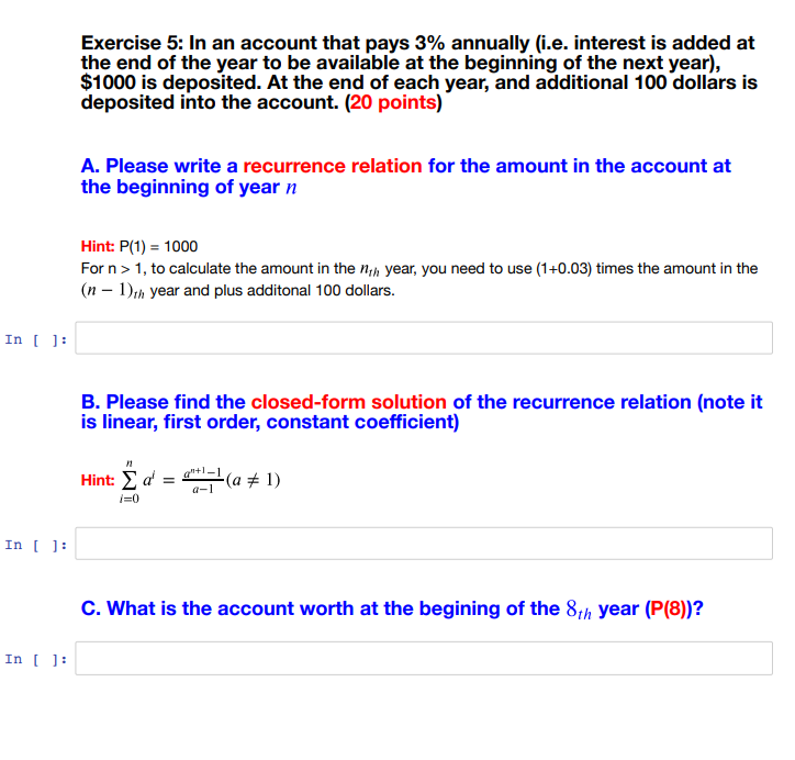 Solved Exercise 3: An amount of $500 is invested in an | Chegg.com