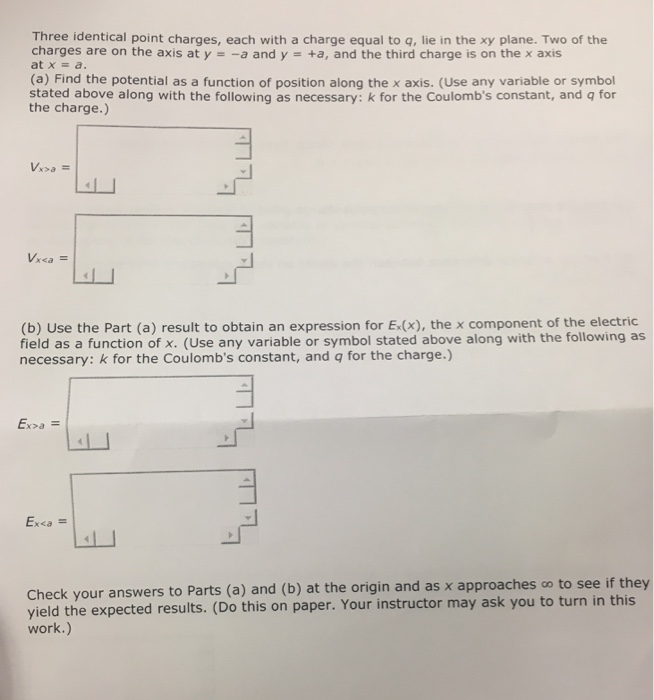 Solved Three identical point charges, each with a charge | Chegg.com