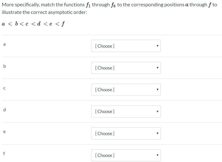 Solved Question7 10 pts Arrange the following functions in | Chegg.com