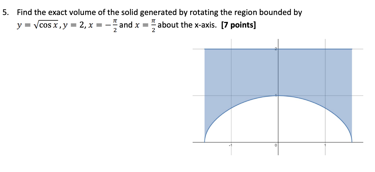 [Solved]: Find the exact volume of the solid generated by