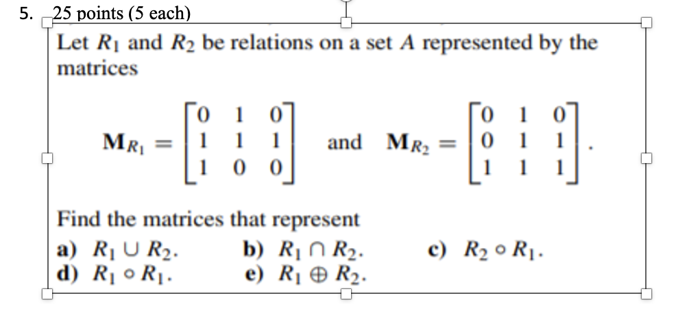 Solved Let R1 and R2 be relations on a set A represented by | Chegg.com