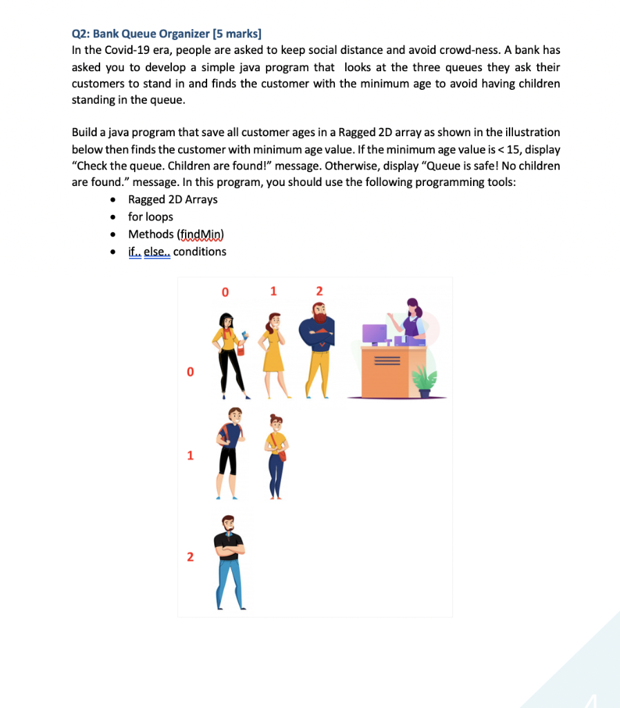 Solved Q2: Bank Queue Organizer [5 marks] In the Covid-19 | Chegg.com