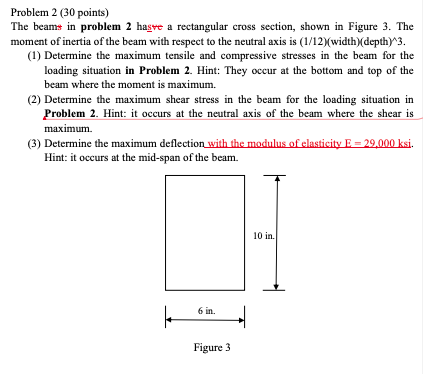 Solved Problem 2 (30 points) The beams in problem 2 hasve a | Chegg.com ...