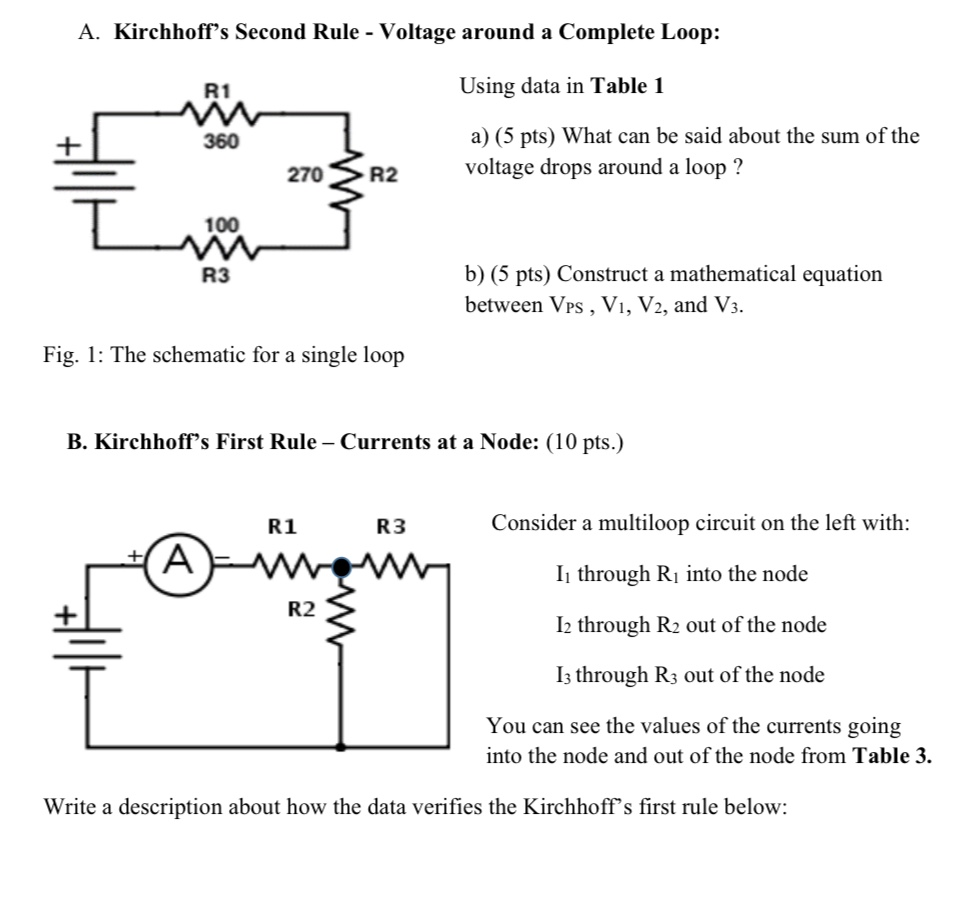 Solved A. Kirchhoff's Second Rule - Voltage around a | Chegg.com