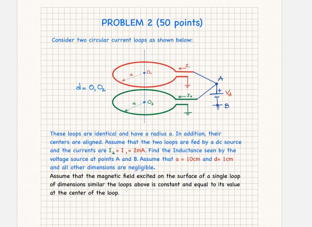 Solved PROBLEM 2 (50 points) Consider two circular current | Chegg.com