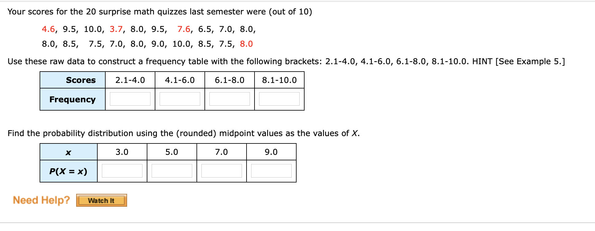 Solved Your scores for the 20 surprise math quizzes last | Chegg.com