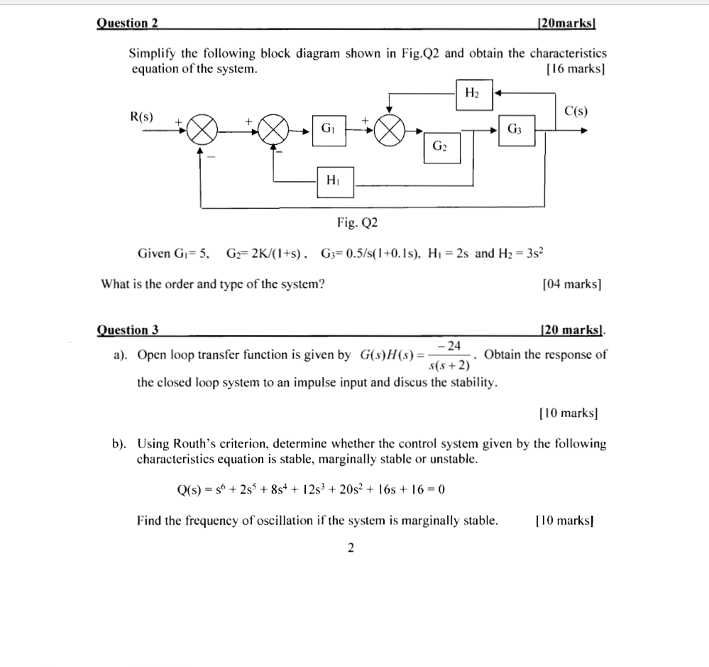 Solved Question 2 120marks Simplify the following block | Chegg.com