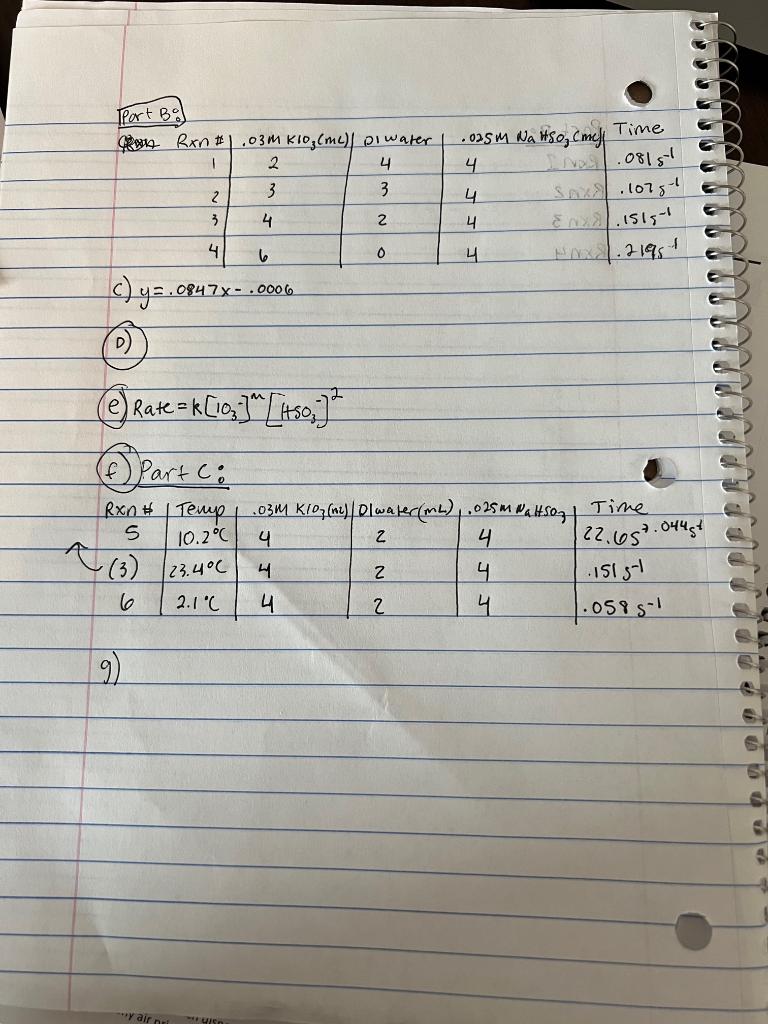 Chem 112- EXPT 7 Iodine Clock. Data analysis. I | Chegg.com